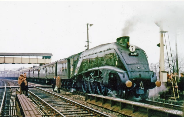 6X4 COLOUR RAILWAY PHOTO GRESLEY A4 CLASS 60022 AT TIVERTON 1963 £2.99 ...