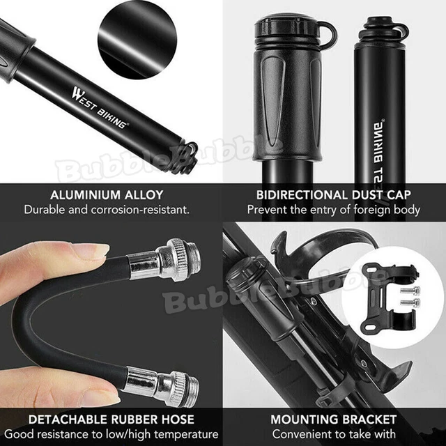 ALUMINIUM MINI BICYCLE AIR PUMP Bike Hand Ball Inflator Portable ...