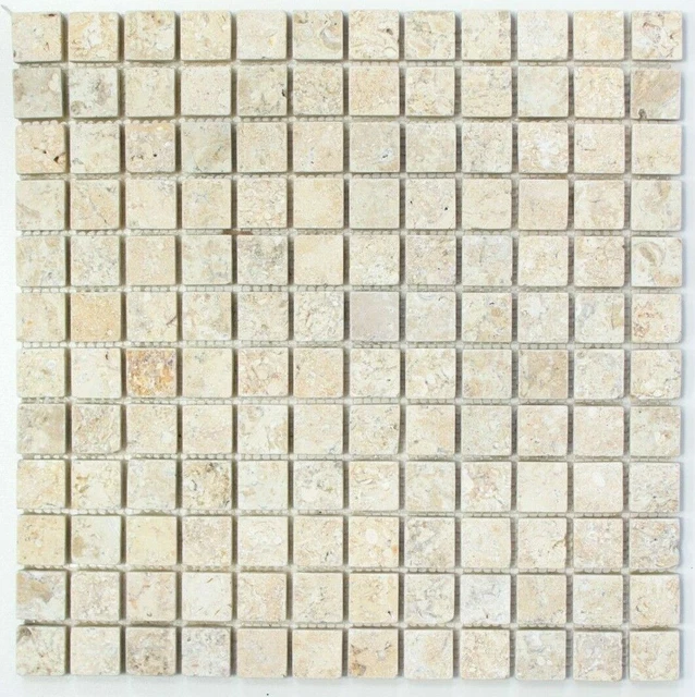 SAMPLE OF TUMBLED Jerusalem Light Gold Limestone Mosaic Tiles 23 x 23 ...