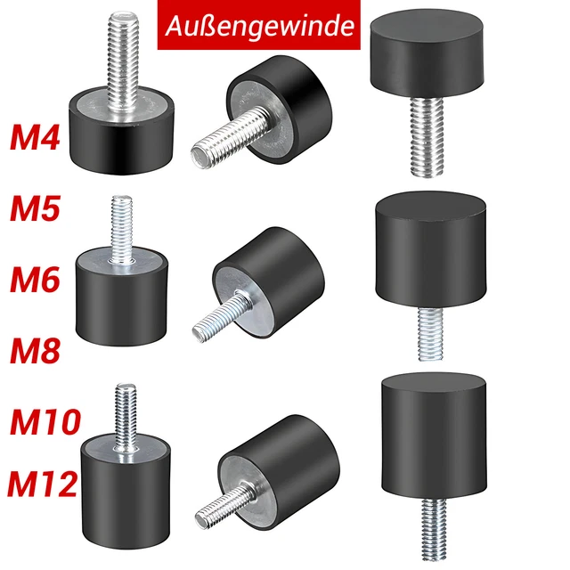 GUMMIPUFFER M4 M5 M6 M8 M10 Schwingungsdämpfer Silentblock Gummi-Metall ...