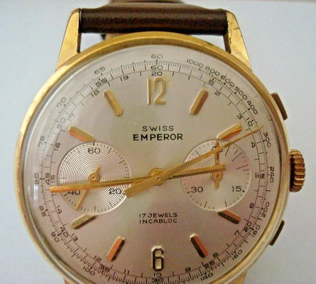 VINTAGE GENTLEMAN'S 1960'S Swiss Emperor Valjoux 7733 Chronograph Wrist ...