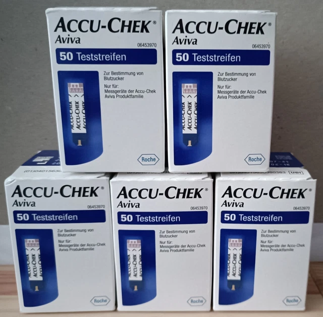 STRISCE REATTIVE GLICEMIA ACCU-CHEK Aviva - 250 pezzi (5x 50 pezzi ...