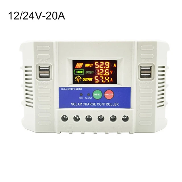 12 VOLT 24 Volt Solar Charge Controller with Four USB Charging Outputs ...
