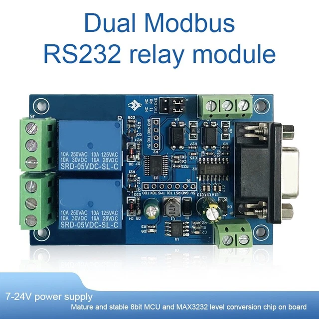 ALIMENTATION DC7-24V 2 canaux Modbus-RTU module relais RS232/TTL UART ...