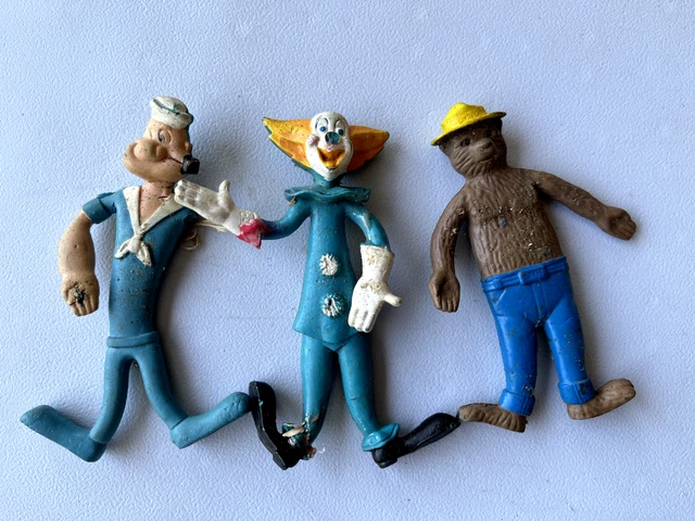 VINTAGE 1960S LAKESIDE Bendy Bendable Figure Lot BOZO Clown POPEYE ...
