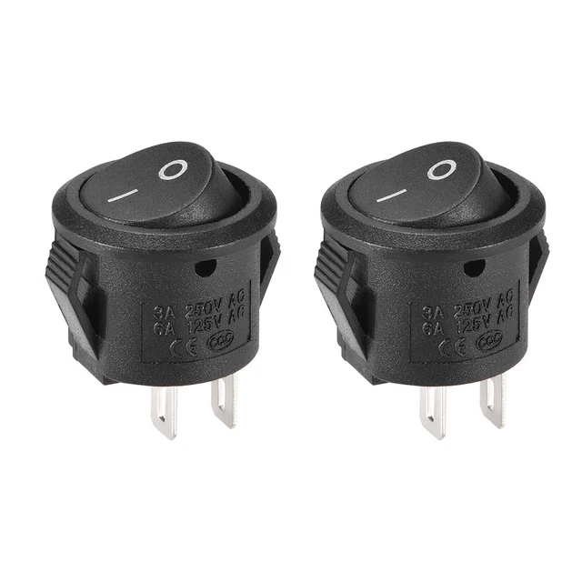 BOAT ROCKER SWITCH Round Toggle Switch 2pins ON/OFF AC 250V/3A 125V/6A ...