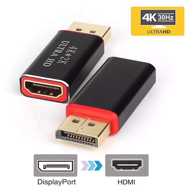 4K DISPLAY PORT To HDMI Male Female Adapter Converter DisplayPort DP To ...