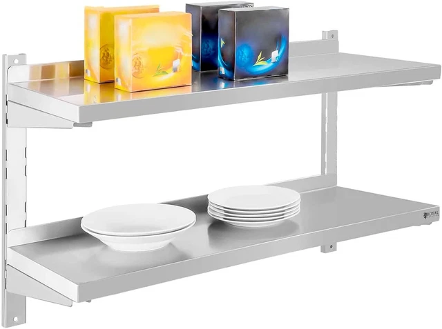 ROYAL CATERING COMMERCIAL Kitchen Floating Shelf 2 Tier Stainless Steel ...