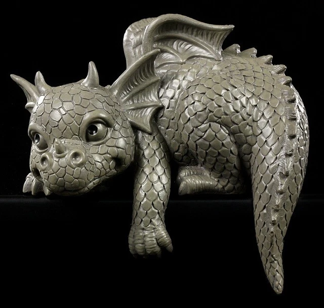 FIGURINE DE JARDIN - Dragon Allongé - Kantenhocker à Droite - Fantasie ...