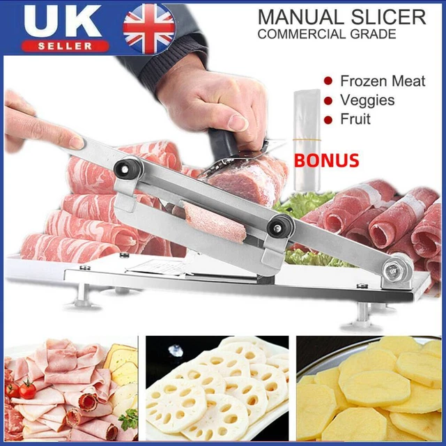 ADJUSTABLE MANUAL FROZEN Food Meat Slicer Beef Mutton Sheet Roll Cutter ...