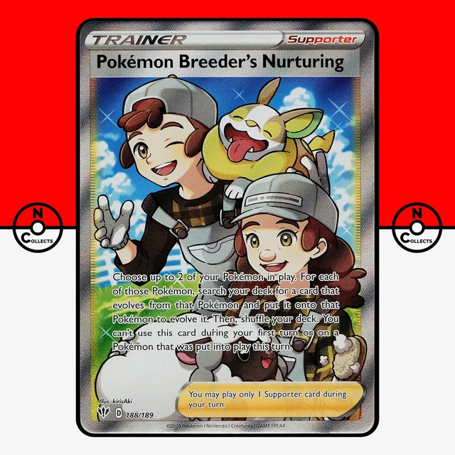 POKEMON BREEDER'S NURTURING 188/189 Full Art Darkness Ablaze NM EUR 6 ...
