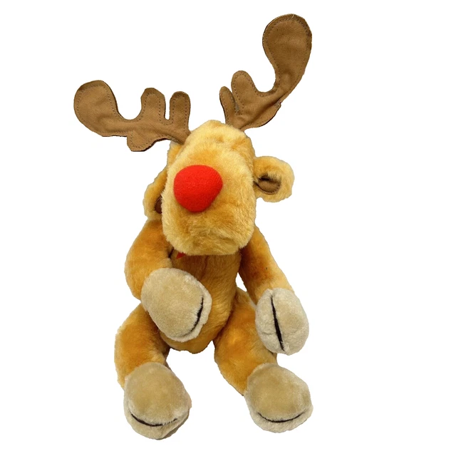 VINTAGE PLUSH CHRISTMAS Rudolph Red Nosed Reindeer Jointed Stuffed ...