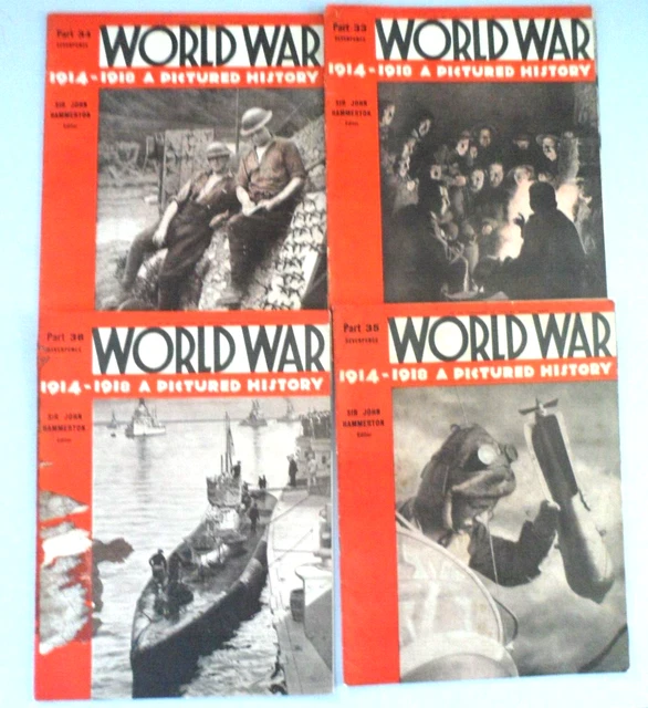 WORLD WAR ~ 1914-1918 PICTURED HISTORY # PARTS 33. 34. 35. 38. # Pub: 1920's £4.99 - PicClick UK