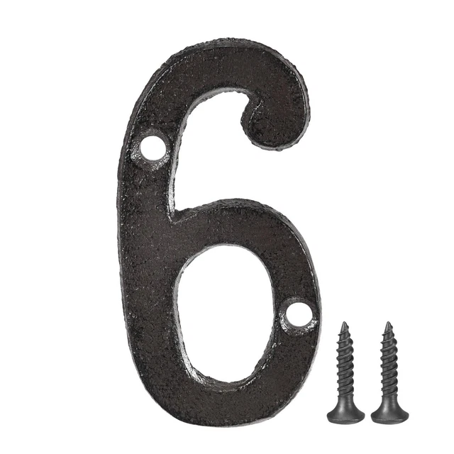 HOUSE NUMBER, 3 Inch Cast Iron Number 6 for Home Hotel Mailbox Address ...