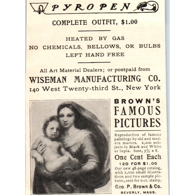 WISEMAN MFG CO. Pyrography Pyro Pen c1905 Victorian Ad AE9-MA5 $37.76 ...