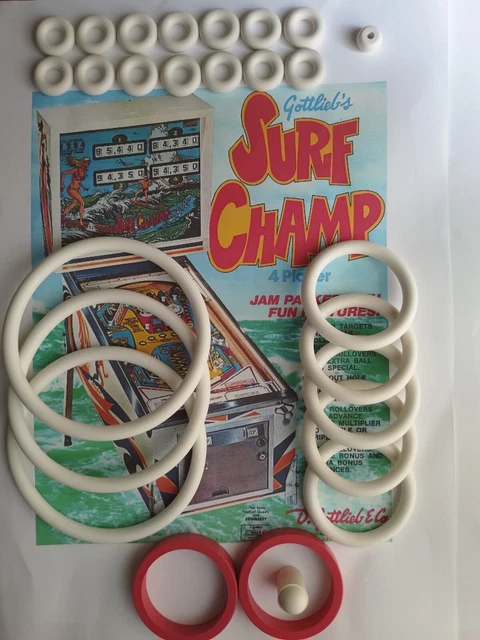 FLIPPER GOTTLIEB- surf champ ou surfer -Kit caoutchouc élastique,rubber ...