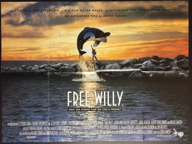 FREE WILLY 1993 Original Cinema UK Quad Movie POSTER £12.95 - PicClick UK