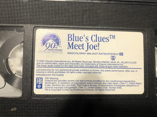 NICKELODEON NICK JR. Blue’s Clues Vhs Meet Joe 2002 First Day Get A ...