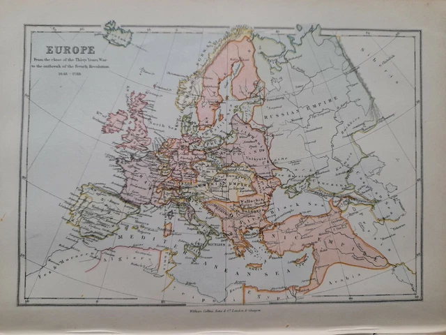1878 ANTIQUE MAP Europe 1648-1789 Outbreak French Revolution EUR 50,26 ...