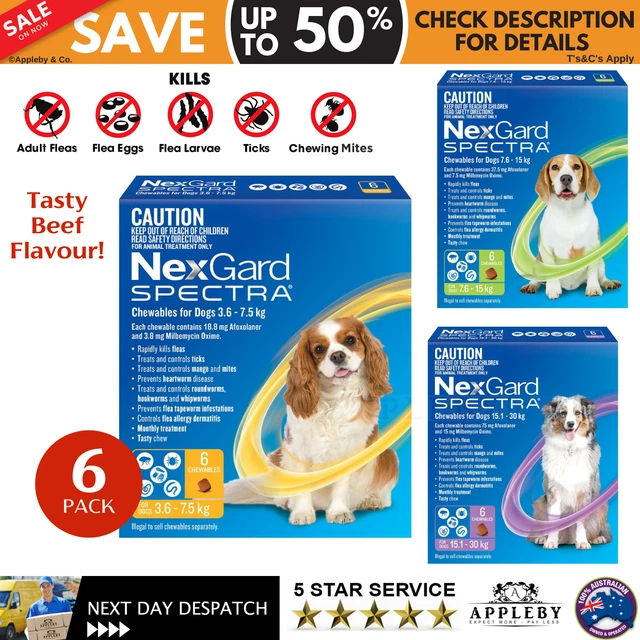 NEXGARD SPECTRA SMALL Medium Large Dogs Nexguard Spectrum Flea Tick ...