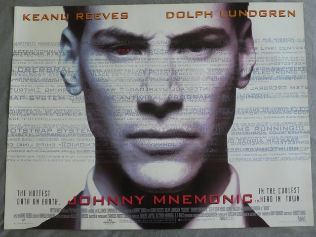 JOHNNY MNEMONIC (1995) RARE ROLLED original UK teaser quad poster 40" x ...