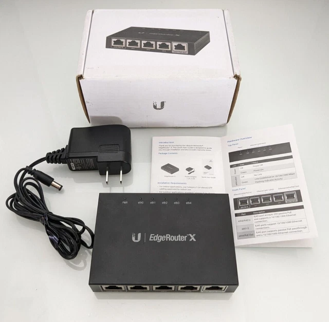 UBIQUITI NETWORKS ER-X EdgeRouter X 5-Port Gigabit Wired Router in Box ...