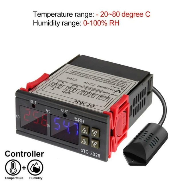 STC-3028 TEMPERATUR-FEUCHTIGKEITSREGLER THERMOMETER Hygrometer 110-220V ...