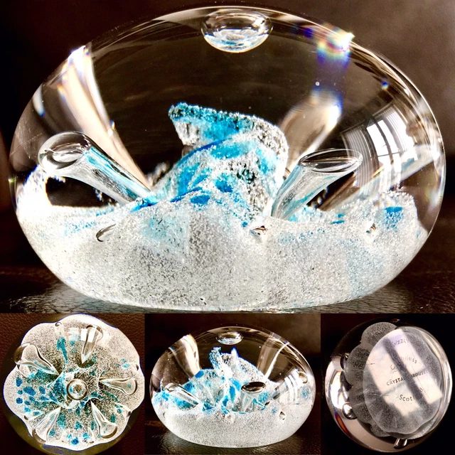 SIGNED SCOTTISH “CAITHNESS” Crystal Carousel Glass Paperweight (3.5 ...