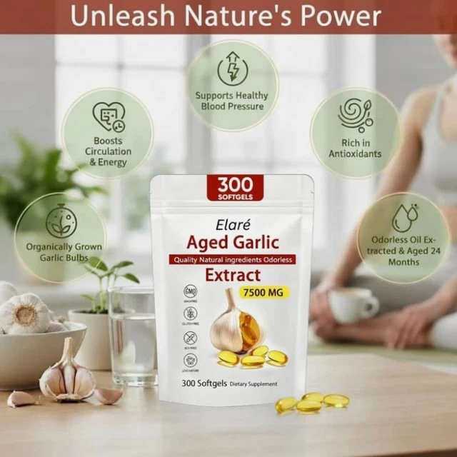 AGED GARLIC EXTRACT, Odorless pack 1 | Heart & Immune Elare 300 ...