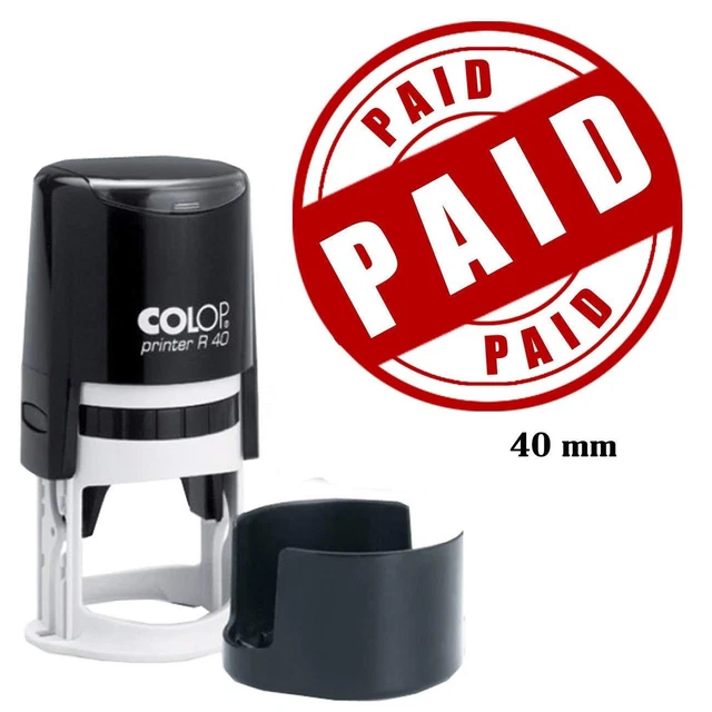 PAID STAMP SELF Inking Colop Round Rubber Stamper Office Stationary ...