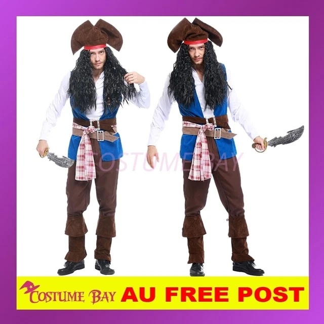 CAPTAIN JACK SPARROW Pirates of the Caribbean Halloween Party Mens ...