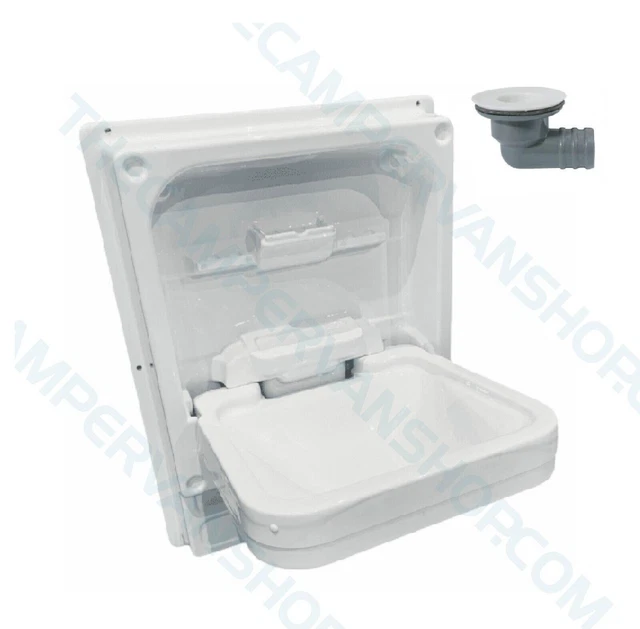 TIP-UP SINK/BASIN FOLDAWAY White Basin Caravan/Motorhome - With Waste ...