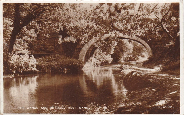 THE CANAL AND BRIDGE, HEST BANK - REAL PHOTO LANCASHIRE POSTCARD (ref ...
