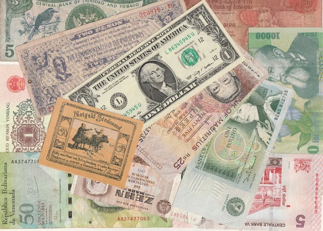 WORLD NOTES - 12 Different Banknotes including £ and $ - Pack#2883 ...