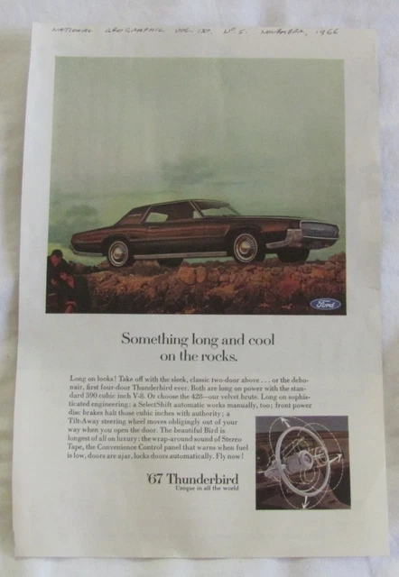 1967 FORD THUNDERBIRD 2 Door, Original Car Advertisement, Vintage Print ...
