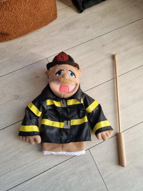 SML BROOKLYN T Guy Fireman Hand Puppet With Stick By Melissa & Doug ...