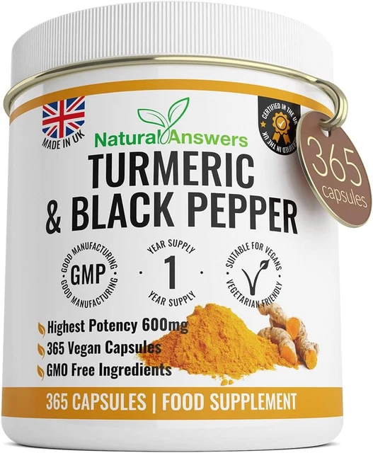 365 TURMERIC WITH Black Pepper Capsules 1 Year Supply High Strength ...