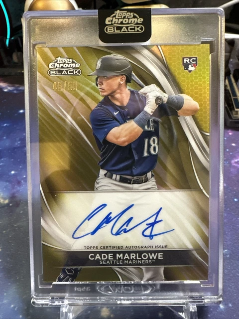 CADE MARLOWE 2024 TOPPS CHROME NOIR RC scintillement or réf AUTO /50 ...