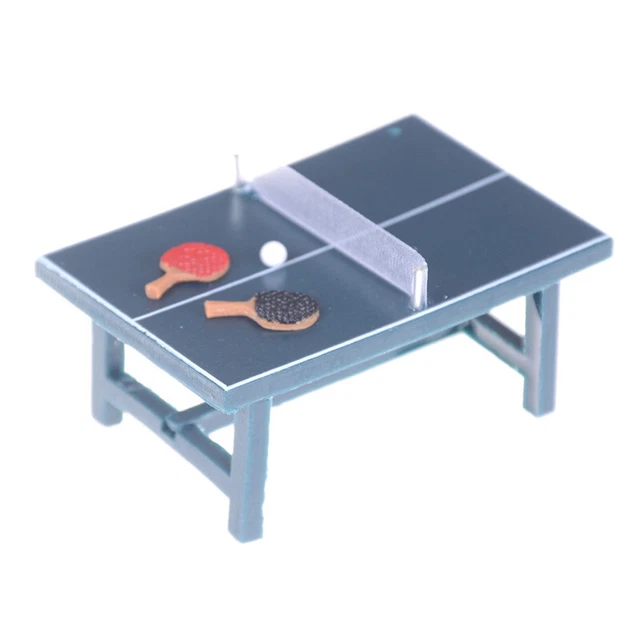 1/12 DOLLHOUSE MINI Ping Pong Table With Balls & Rackets Doll House ...