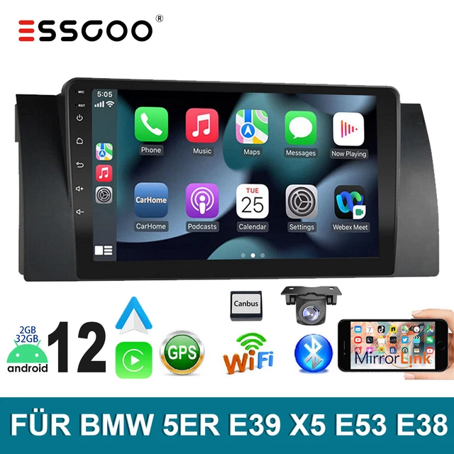 AUTORADIO ANDROID 12 Bluetooth GPS RDS NAV fotocamera per BMW E39 Serie ...