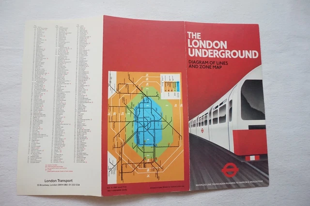 1984 REF A London Transport Underground Map Diagram of Lines Tube Ref ...
