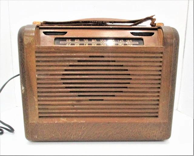VINTAGE PHILCO RECTANGULAR Wooden Roll Top Radio Model 46-350, 13 x 6 x ...