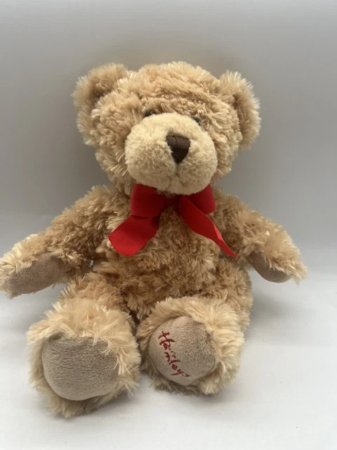 HAMLEY'S LONDON TOY Store Tan Bear Red Bow Stuffed Plush Soft Teddy ...