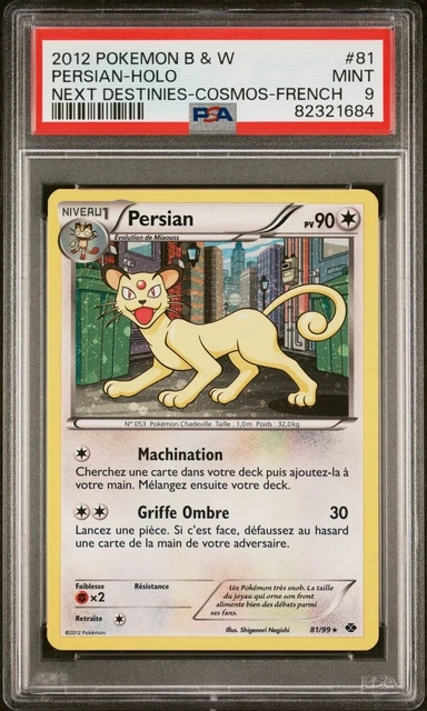 CARTE POKÉMON - Persian Holo 81/99 Noir Et Blanc - FR PSA 9 EUR 1,00 ...