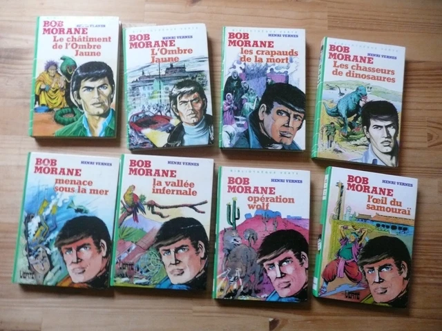 LOT DE 8 livres romans Bob Morane Bibliotheque verte Henri Vernes dont ...