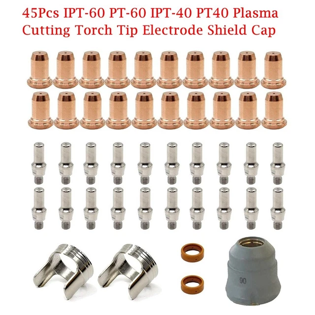 PLASMA CUTTING TORCH Consumables Set (45Pcs) for PT 60 PT 40 IPT 60 IPT ...