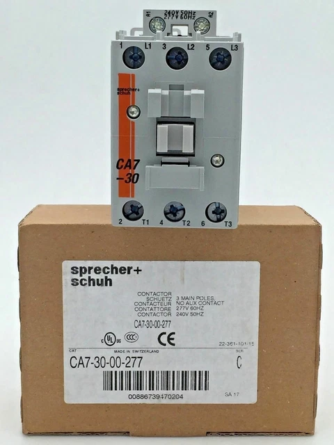 SPRECHER + SCHUH CA7-30-00-277 Contactor 3 Phase 15kW@415V AC3 240V ...
