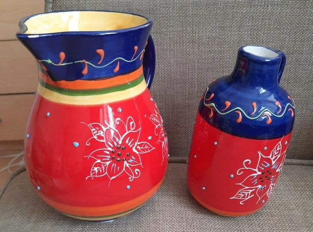 DELRIO SALADO TRADITIONAL Spanish Hand Painted Ceramic Pottery Jug ...