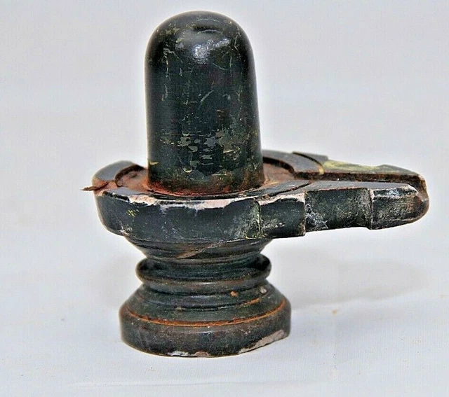 VINTAGE OLD BLACK Marble Stone Shiva Lingam Shivling Religious Statue ...