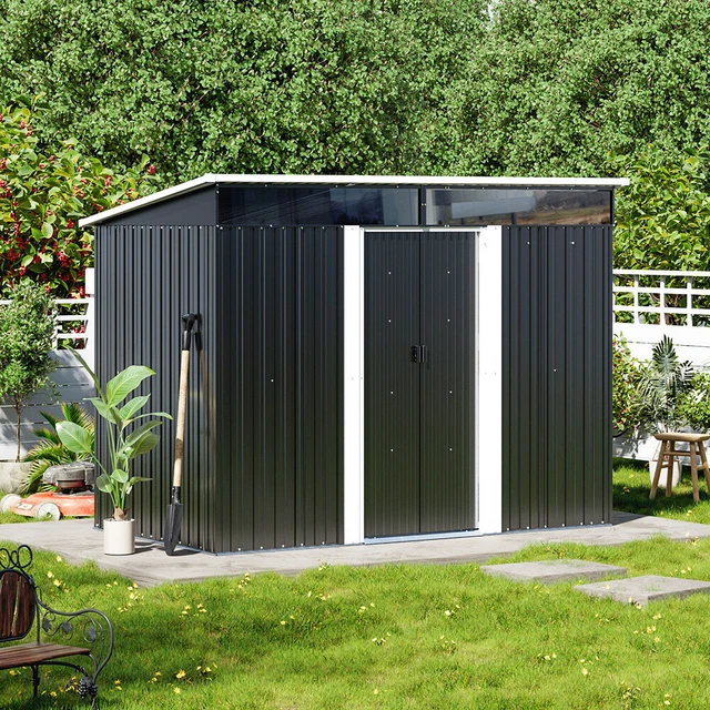 GALVANISED METAL GARDEN Storage Shed Apex Pent Roof Window Frame Shed ...